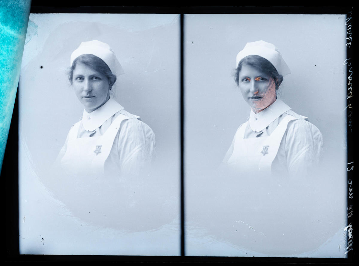 Glass Plate Negative: Nurse Broughan (twin negative) - Canterbury Museum