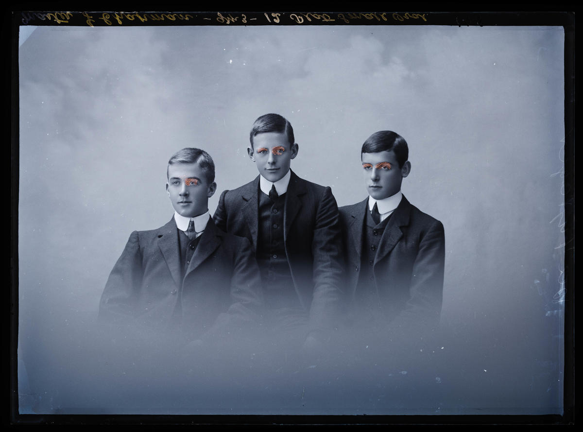Glass Plate Negative: Master J Chapman, group of three boys ...