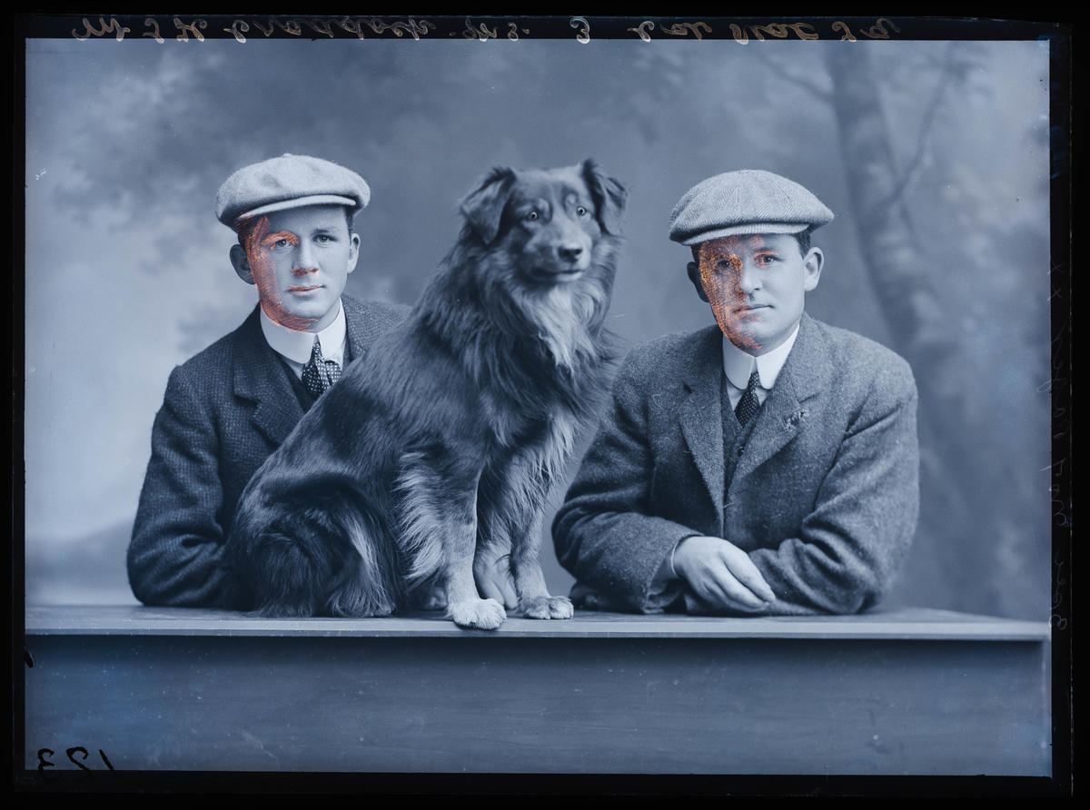 Glass Plate Negative: Mr S H Craddock - Two men with a dog - Canterbury ...