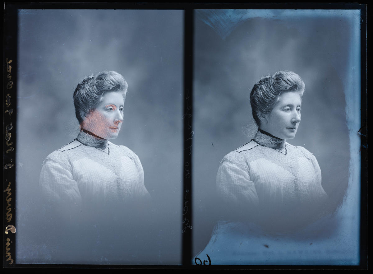 Glass Plate Negative: Miss Davey (twin negative) - Canterbury Museum