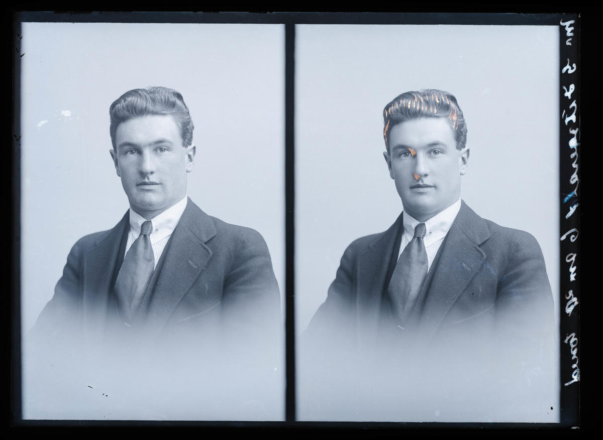 Glass Plate Negative: Mr G Fitzgerald (twin negative) - Canterbury Museum