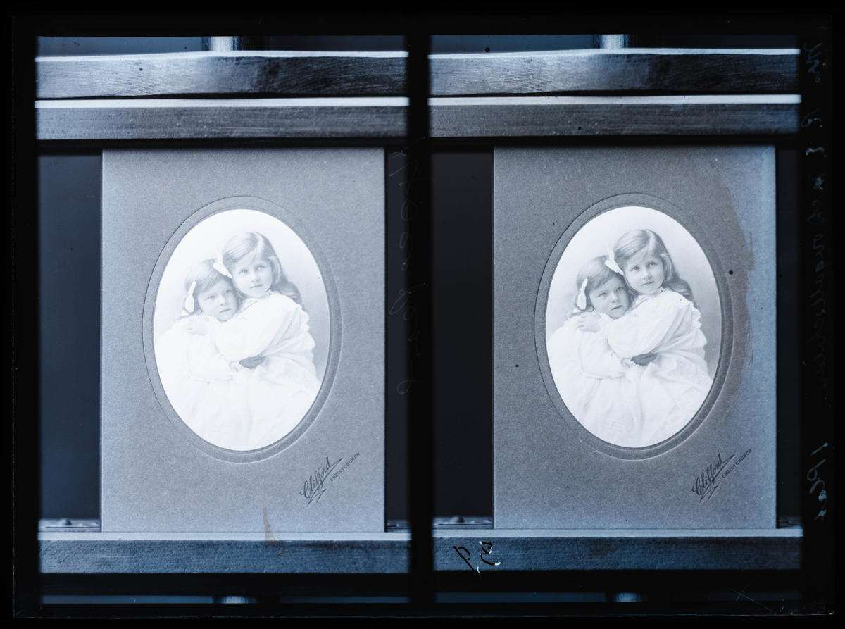 Glass Plate Negative: Two little girls (copy, twin negative ...