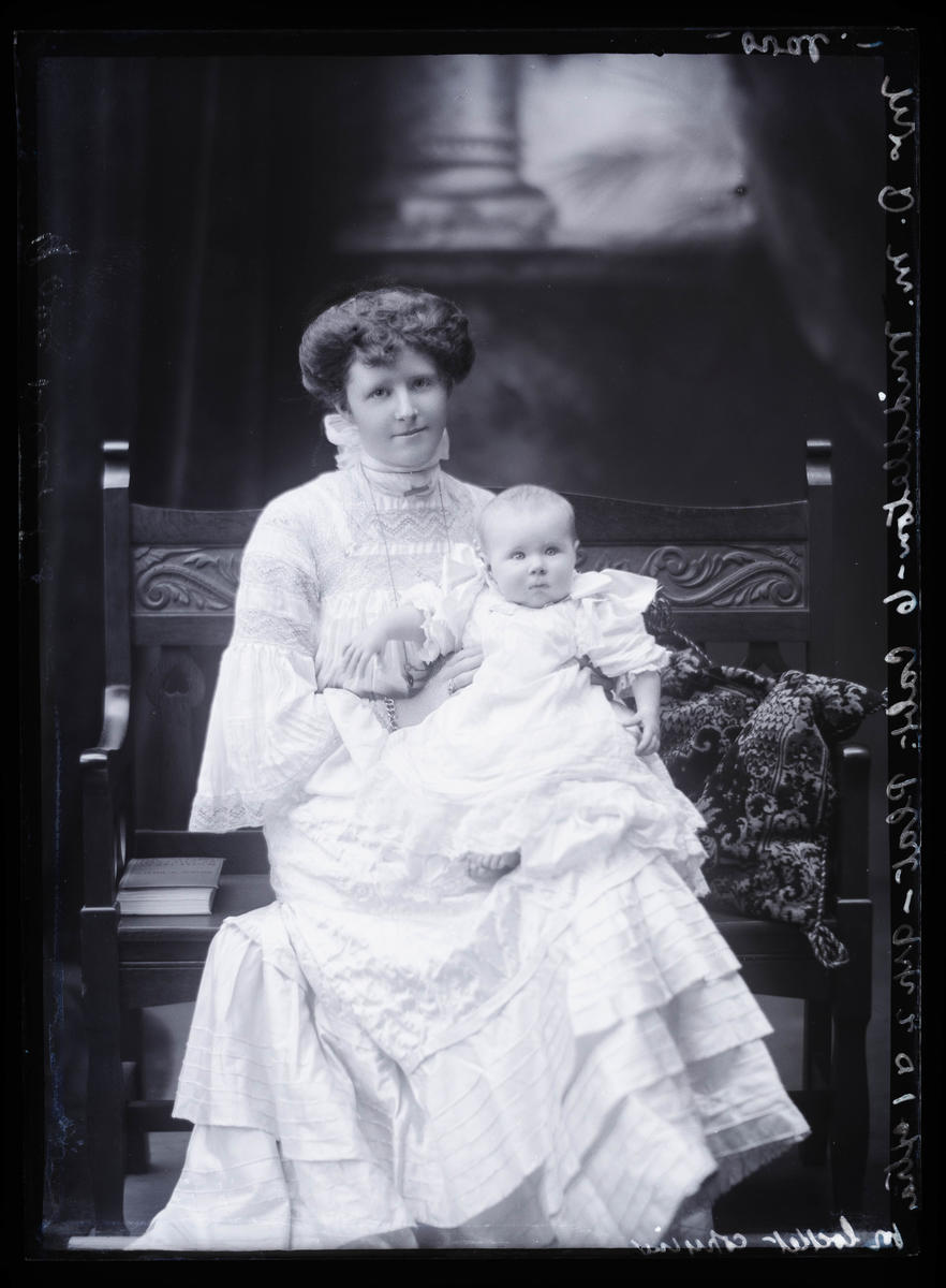 Glass Plate Negative: Mrs D M Middleton and baby - Canterbury Museum