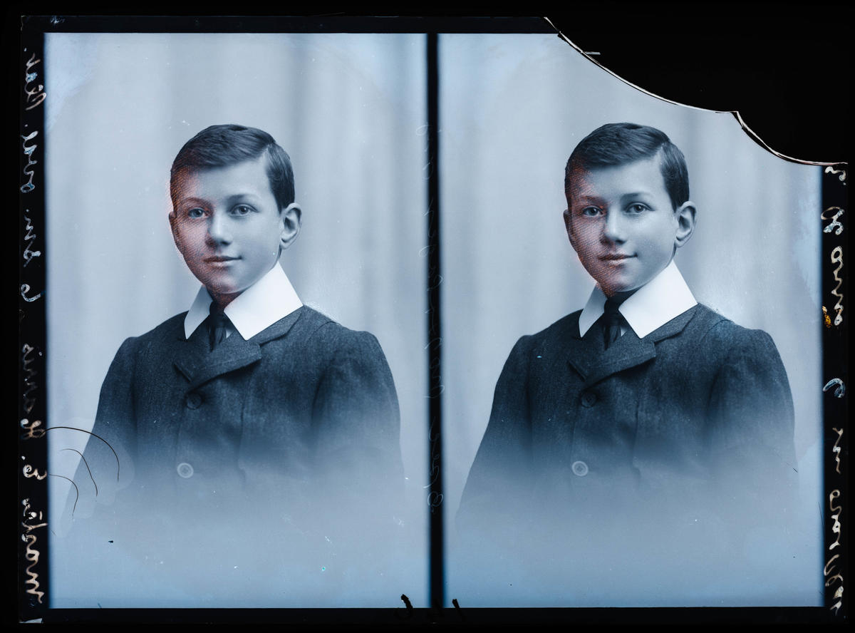 Glass Plate Negative: Boy (twin negative) - Canterbury Museum