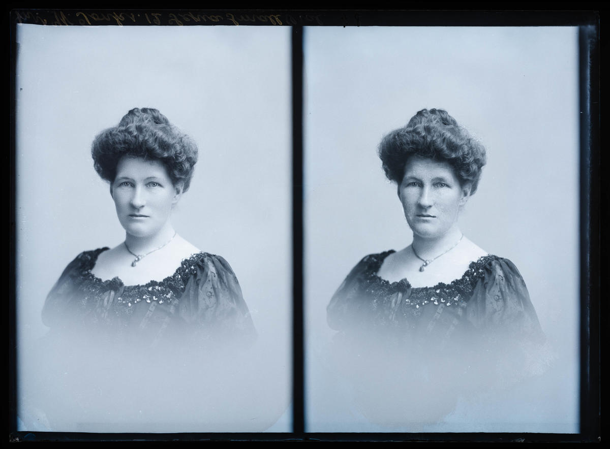 Glass Plate Negative: Mrs W Tonks (twin negative) - Canterbury Museum