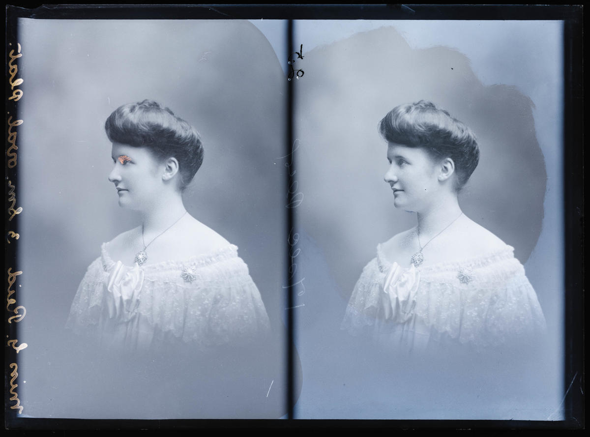 Glass Plate Negative: Miss G Reid (twin negative) - Canterbury Museum