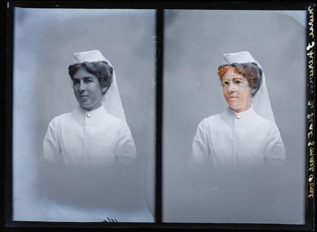 Glass Plate Negative: Nurse Sherwin (twin negative) - Canterbury Museum