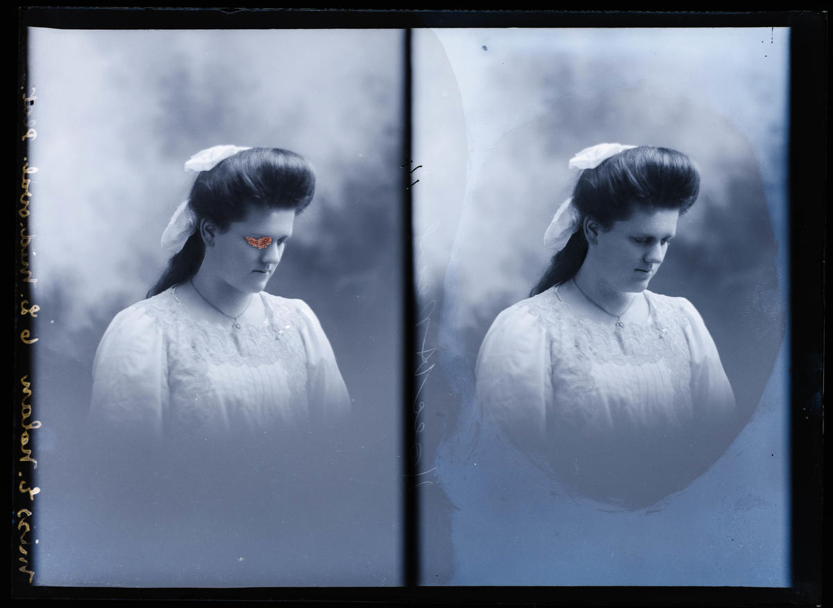 Glass Plate Negative: Miss E Nolan (twin negative) - Canterbury Museum