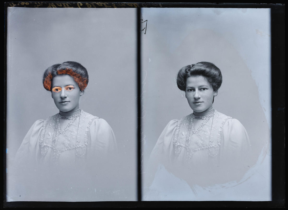 Glass Plate Negative: Miss M Watt (twin negative) - Canterbury Museum