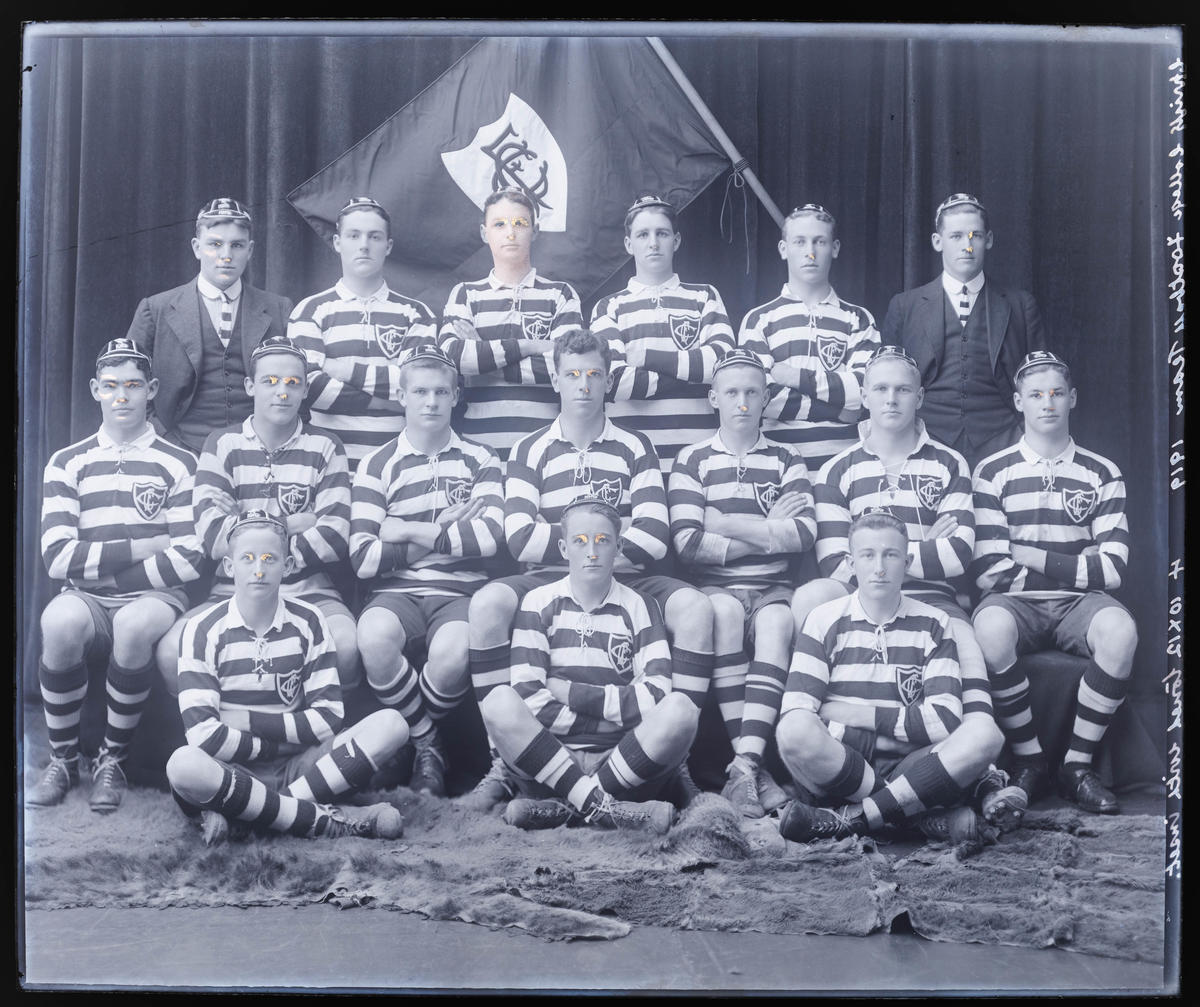 Glass Plate Negative: Christ's College, Football Team, 1919 ...