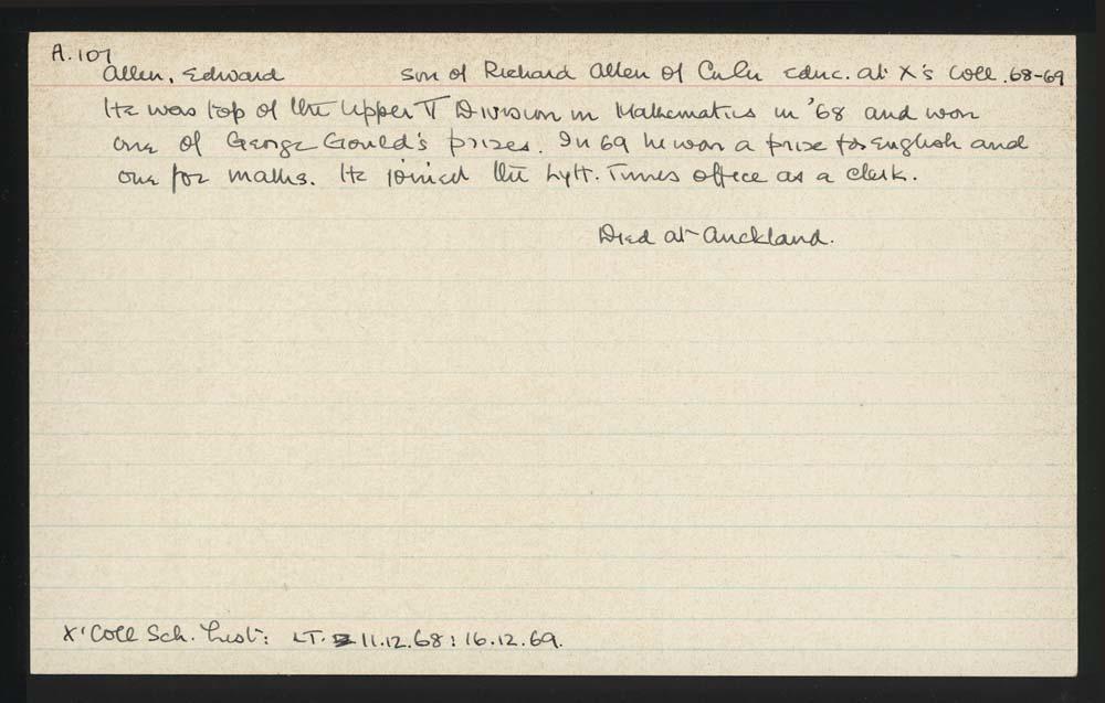 Macdonald Dictionary Record: Edward Allen - Canterbury Museum