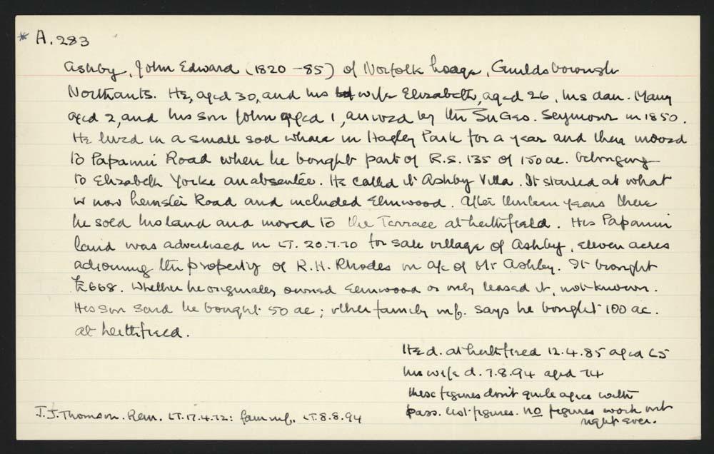 Macdonald Dictionary Record: John Edward Ashby - Canterbury Museum