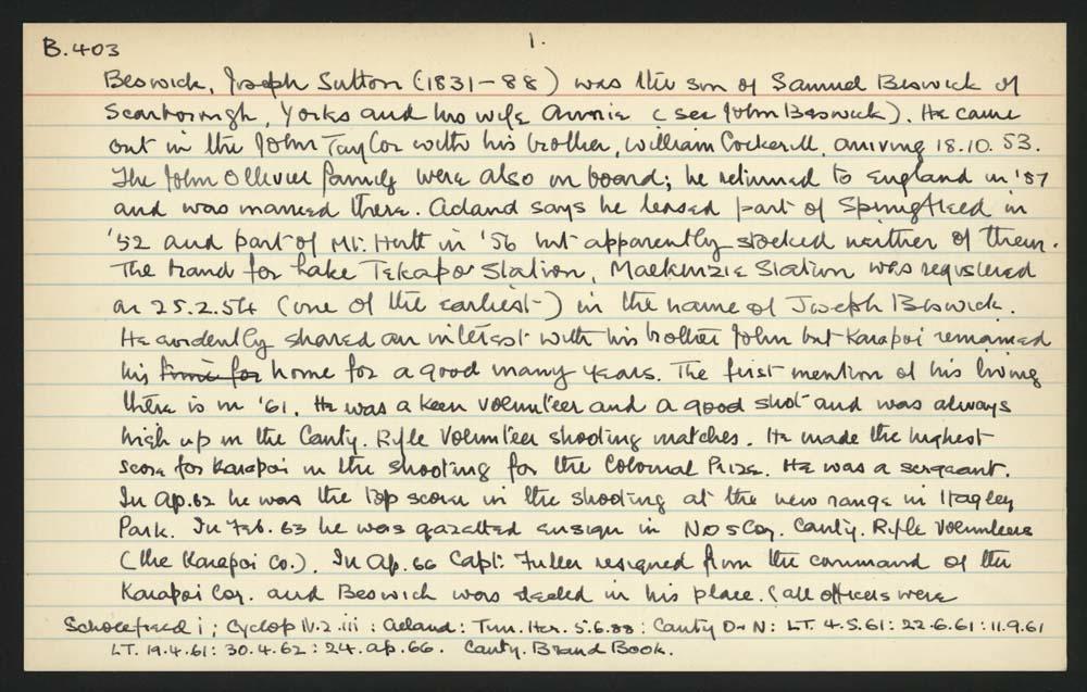 Macdonald Dictionary Record: Joseph Sutton Beswick - Canterbury Museum