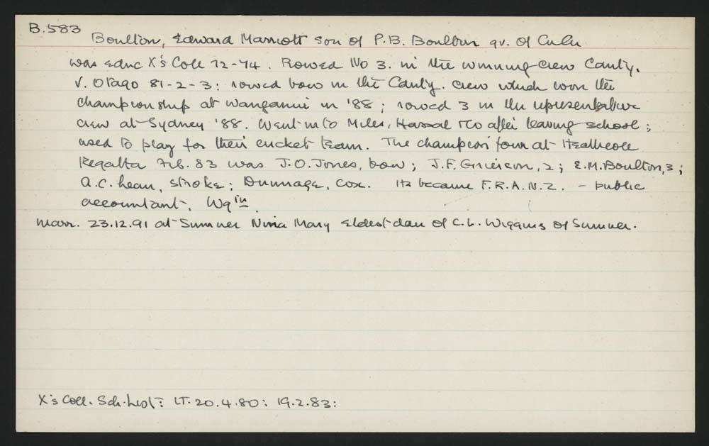 Macdonald Dictionary Record: Edward Marriott Boulton - Canterbury Museum