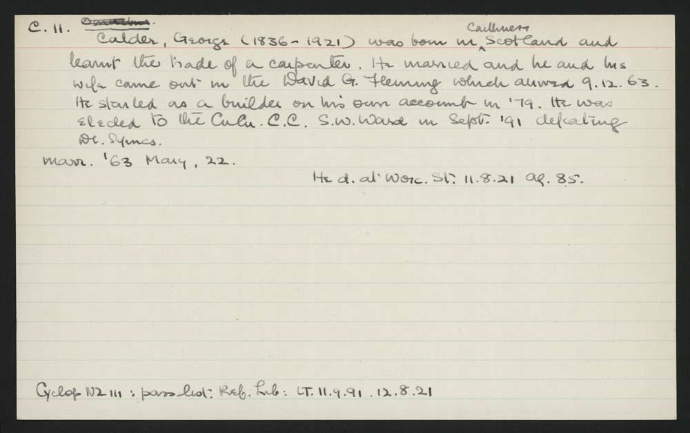 Macdonald Dictionary Record: George Calder - Canterbury Museum