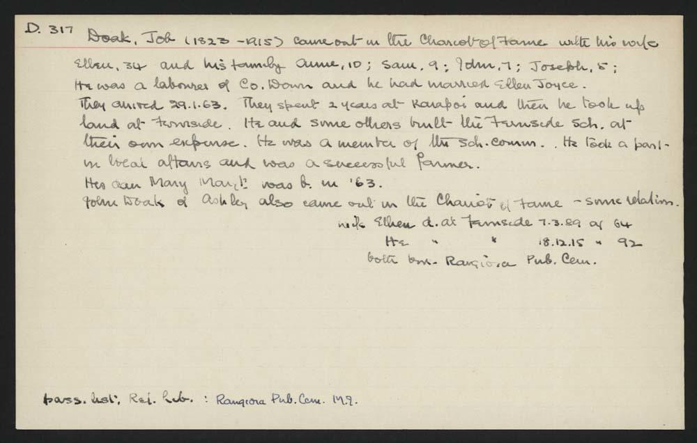 Macdonald Dictionary Record: Job Doak - Canterbury Museum