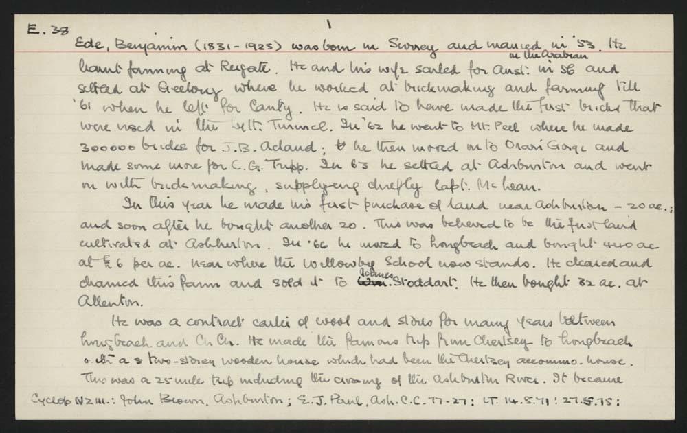 Macdonald Dictionary Record: Benjamin Ede - Canterbury Museum