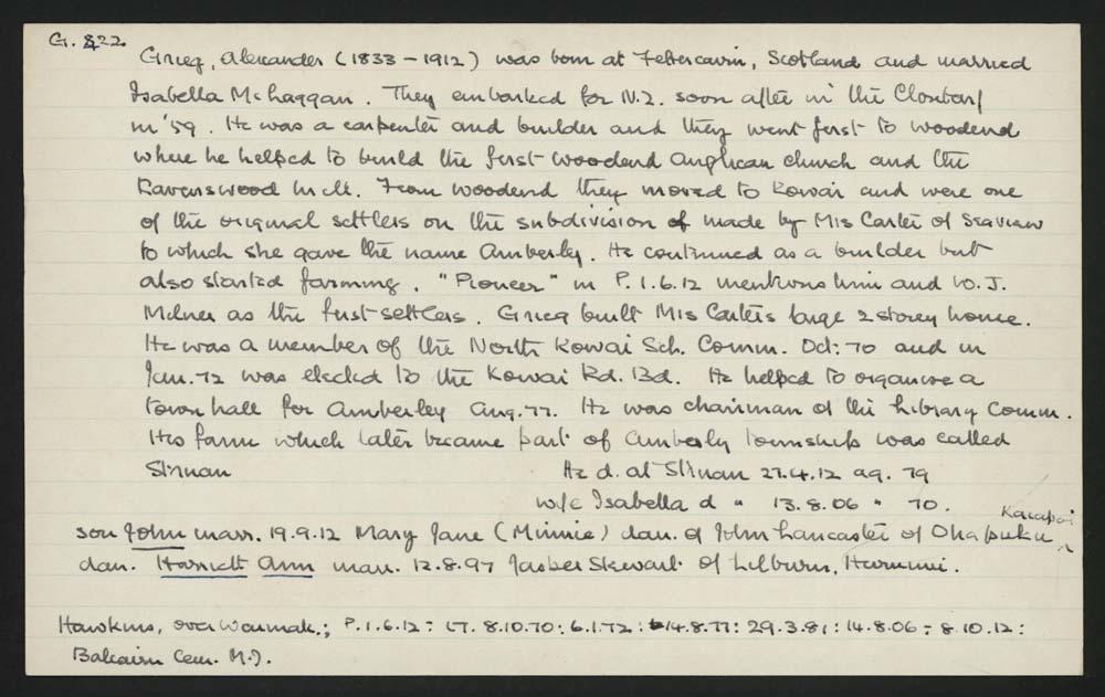 Macdonald Dictionary Record: Alexander Greig - Canterbury Museum