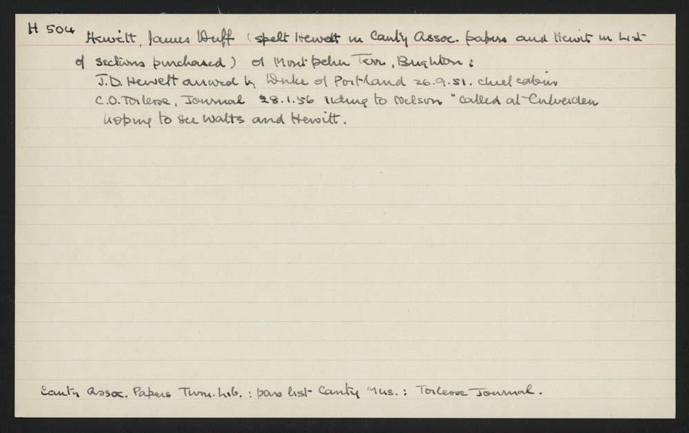 Macdonald Dictionary Record: James Duff Hewitt - Canterbury Museum