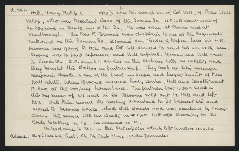 Macdonald Dictionary Record: Henry Philip Hill - Canterbury Museum