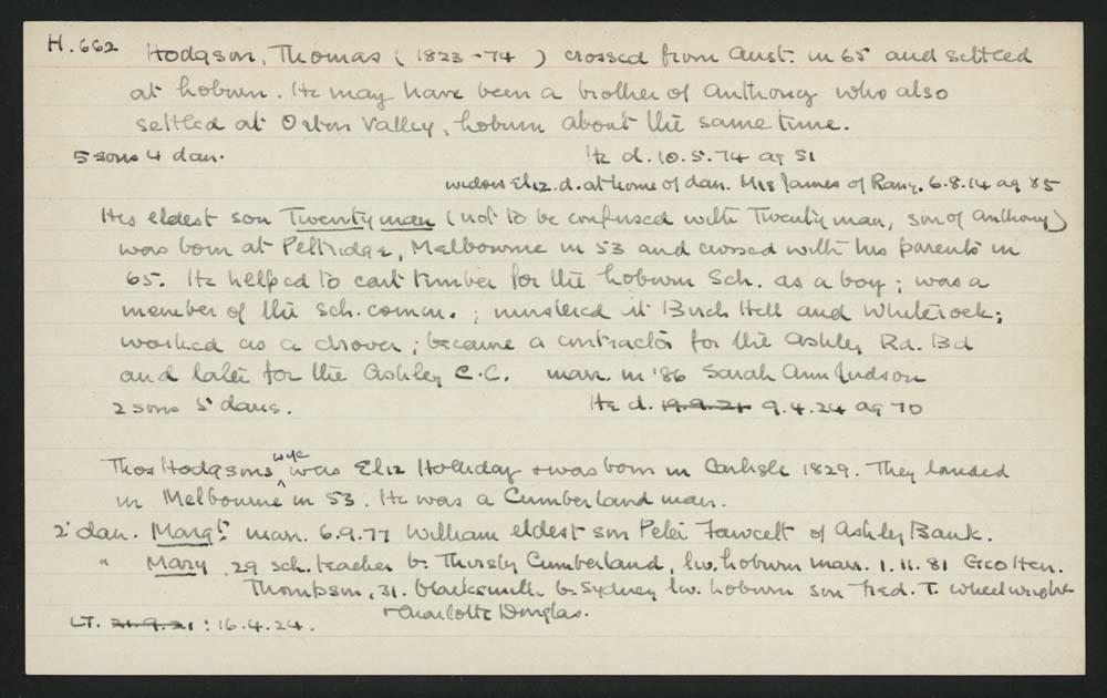 Macdonald Dictionary Record: Thomas Hodgson - Canterbury Museum