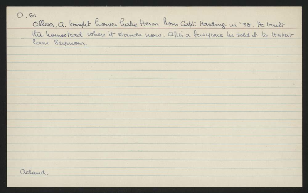 Macdonald Dictionary Record: A Olliver - Canterbury Museum