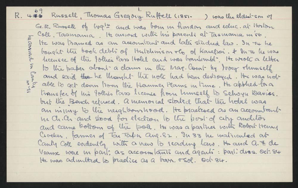 Macdonald Dictionary Record: Thomas Gregory Ruffell Russell ...