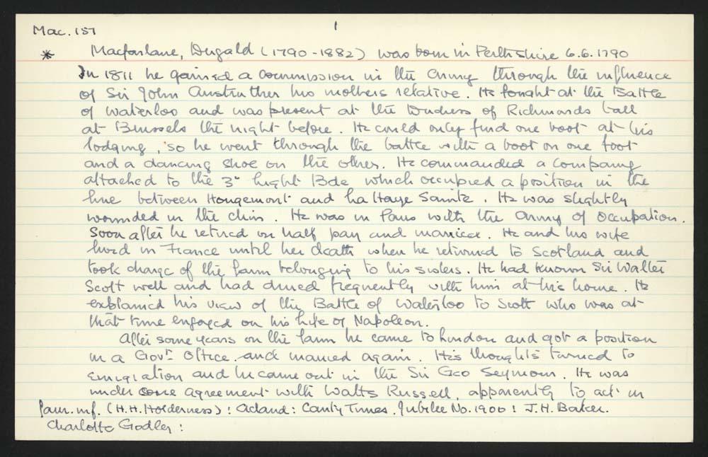 Macdonald Dictionary Record: Dugald Macfarlane - Canterbury Museum