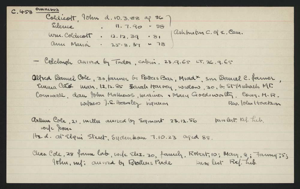 Macdonald Dictionary Record: Colclough, John Coldicott, William ...