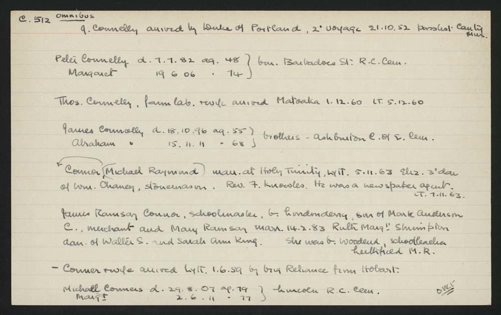 Macdonald Dictionary Record: J Connelly, Peter Connelly, Thomas ...