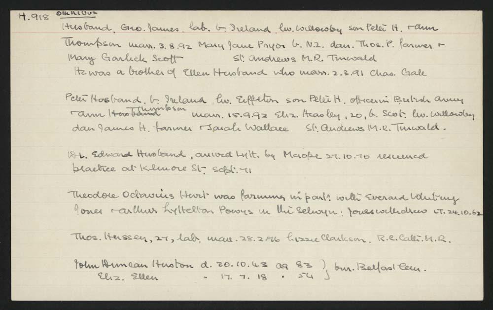 Macdonald Dictionary Record: Theodore Octavius Hurt, George James Husband, Peter Husband ...