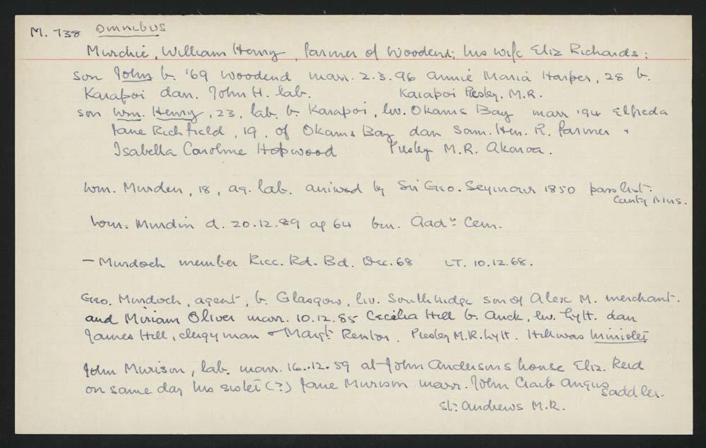 Macdonald Dictionary Record: William Henry Murchie, William Murden ...