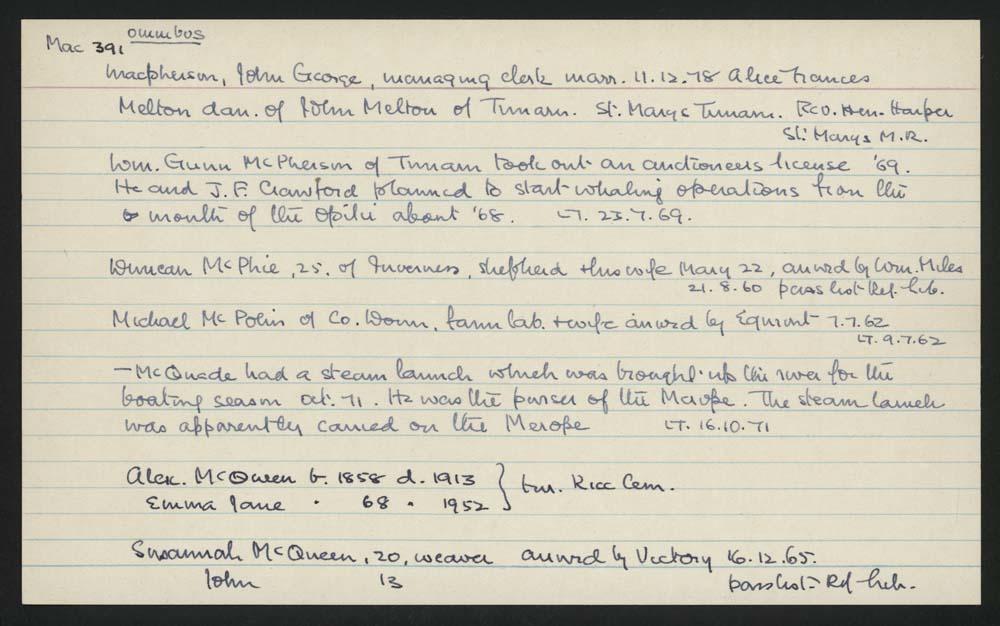 Macdonald Dictionary Record: John George Macpherson, William Gunn ...