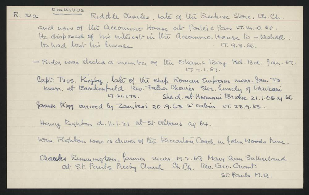 Macdonald Dictionary Record: Charles Riddle, Rider, Thomas Rigby, James ...