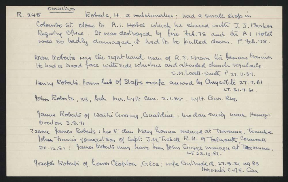 Macdonald Dictionary Record: H Roberts, Dan Roberts, Henry Roberts ...