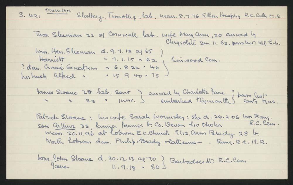 Macdonald Dictionary Record: Timothy Slattery, Thomas Sleeman, William ...