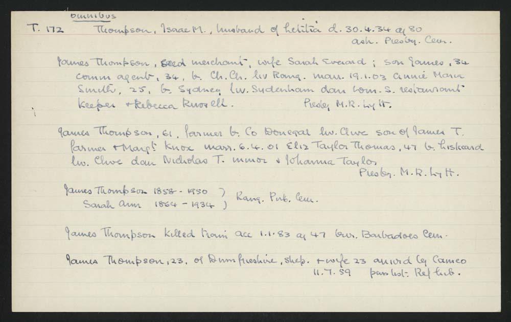 Macdonald Dictionary Record: Isaac M Thompson, James Thompson, James ...