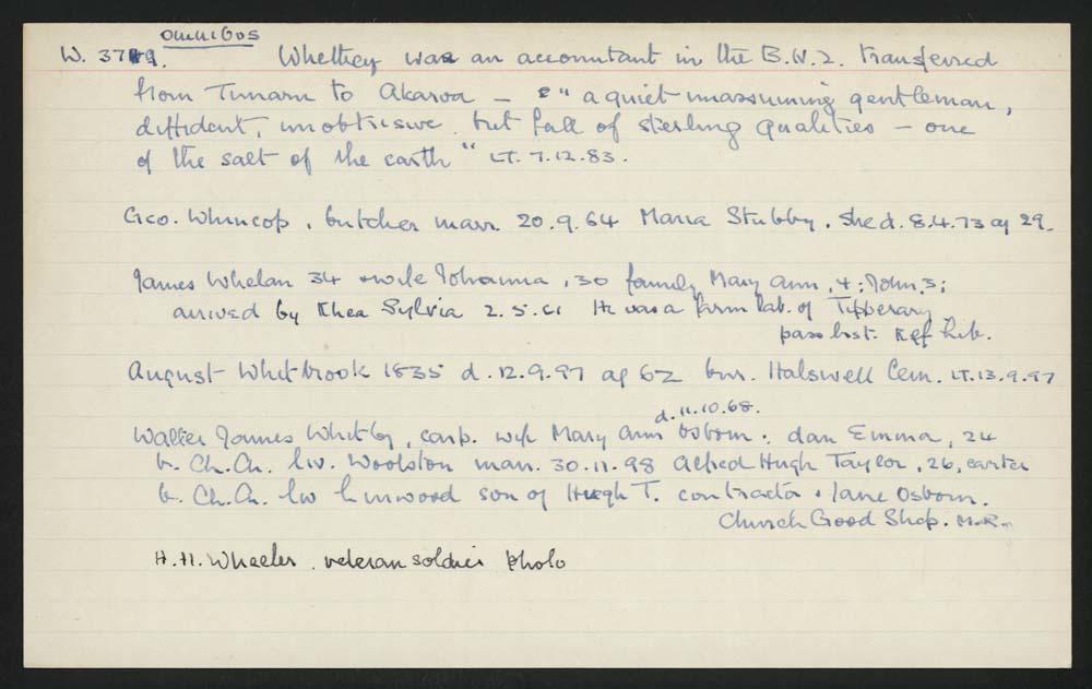 Macdonald Dictionary Record: H H Wheeler, James Whelan, Whethey, George Whincop, August ...