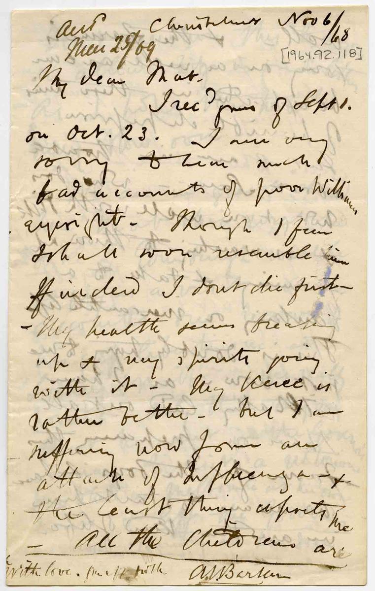 Letter: Alfred Charles Barker to Matthias Barker, 6 November 1868 ...